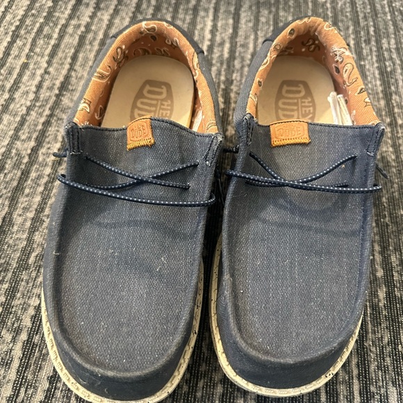 Hey Dude | Shoes | Hey Dude Navy And Orange Loafers | Poshmark